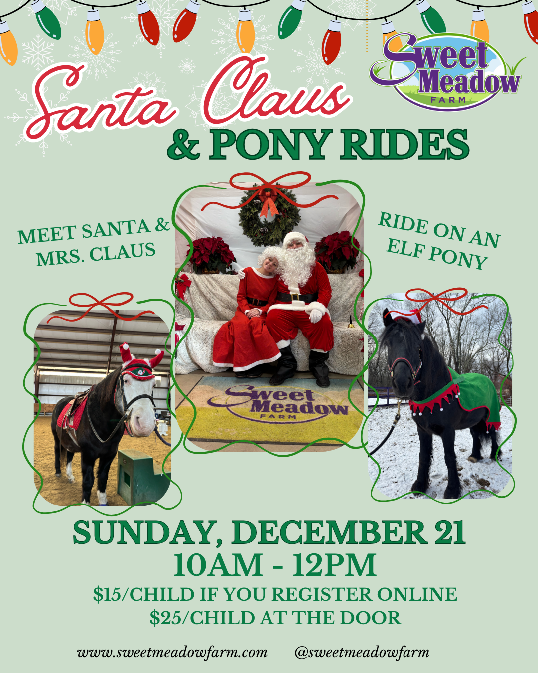 Santa Claus & Pony Rides - Sweet Meadow Farm - Animal Food & Hay ...